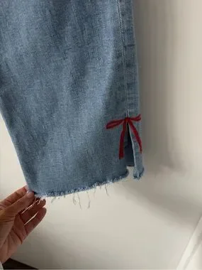 MOTHER | Jeans | Mother Light Wash Blue Jeans With Red Bow Detail ...